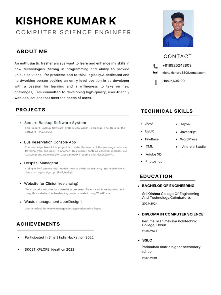 Resume Kishore Kumar K | PDF | Web Application | Java Script