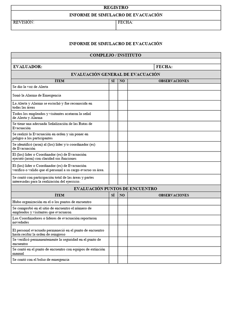 Planilla Simulacro | PDF