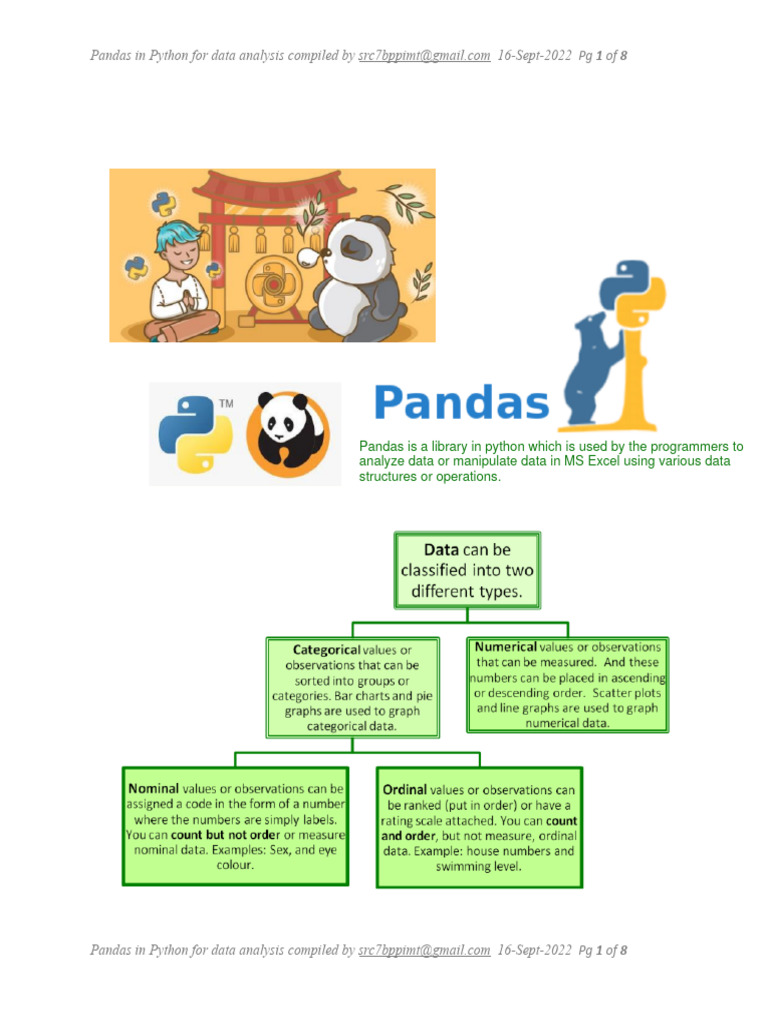 Pandas in Python 16sept2022 | PDF | Software Engineering | Information Technology