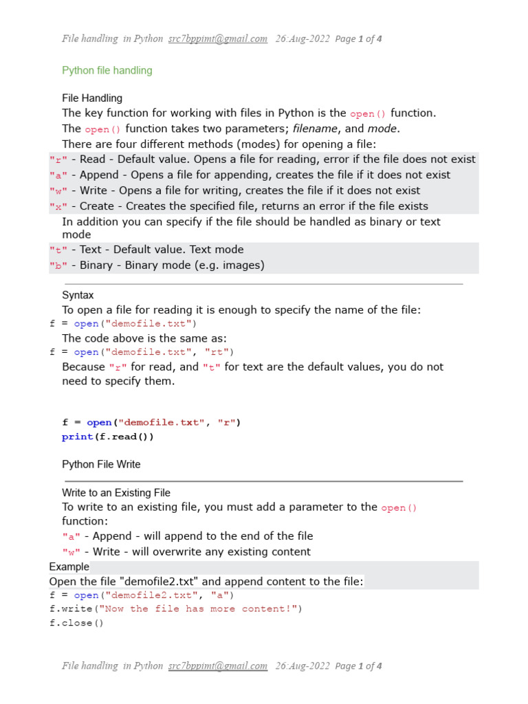 Python File Handling - 29jun2022 | Download Free PDF | Computer File | Text File