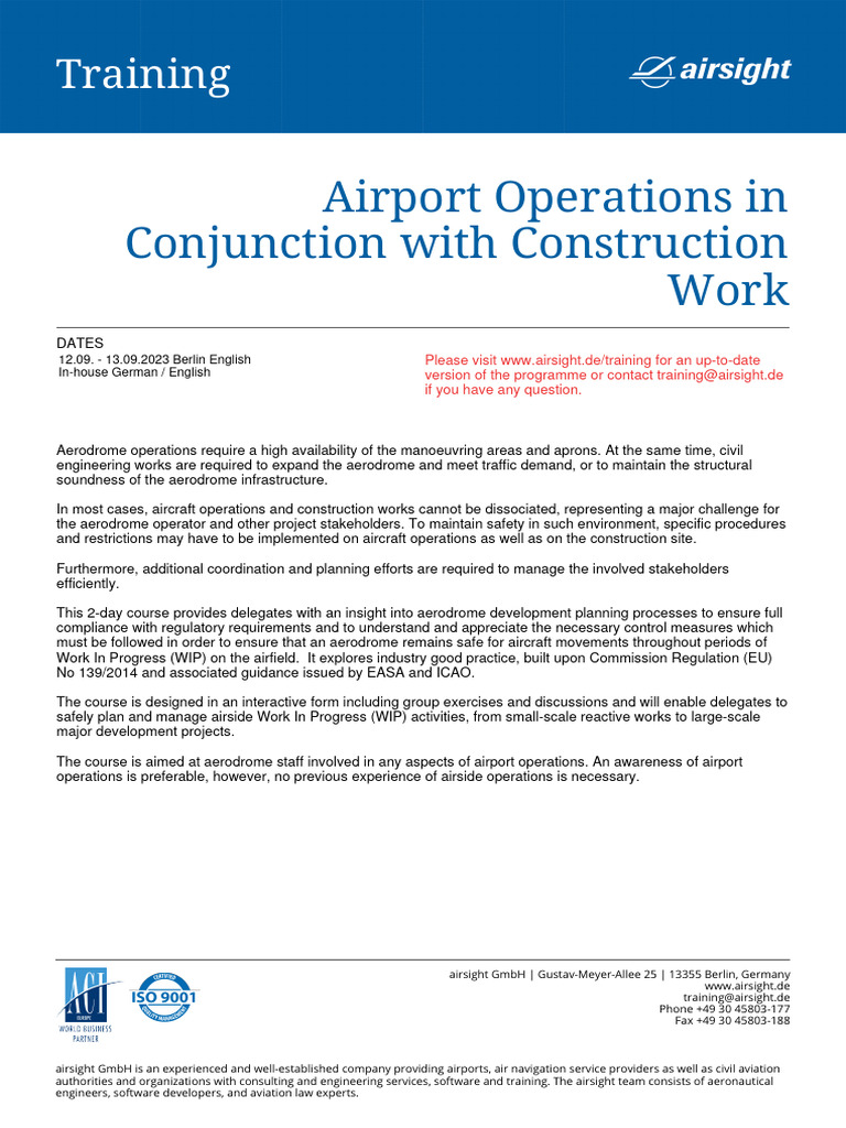 Aerodrome Ops & Construction Training | PDF