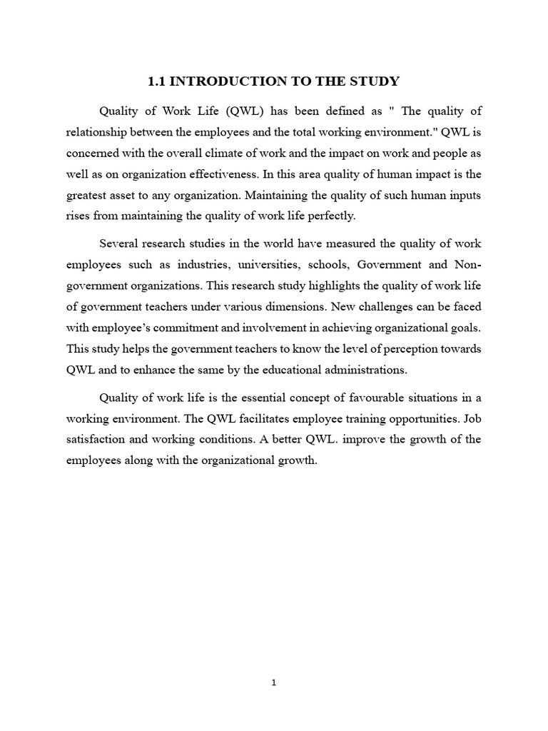 Quality of Work Life (QWL) | PDF | Employment | Job Satisfaction