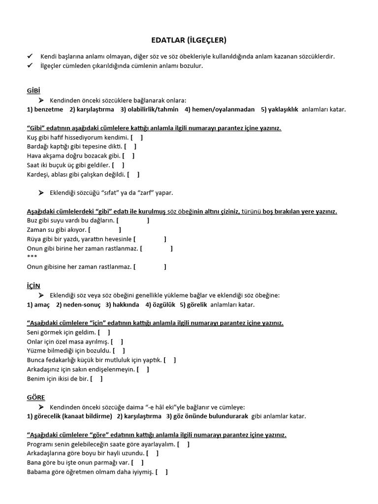 Edatlar (İlgeçler) | PDF