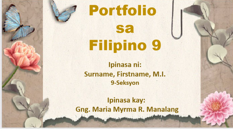 Portfolio Sa Filipino 9.Ppt | PDF