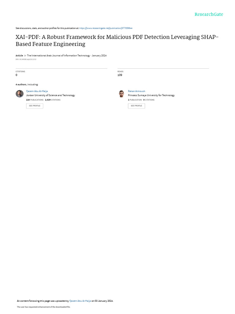 Malicious PDF Detection with XAI | PDF | Malware | Machine Learning