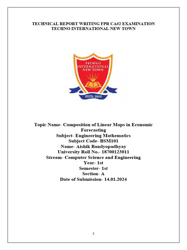 Technical Report On Composition of Linear Maps in Economic Forecasting ...