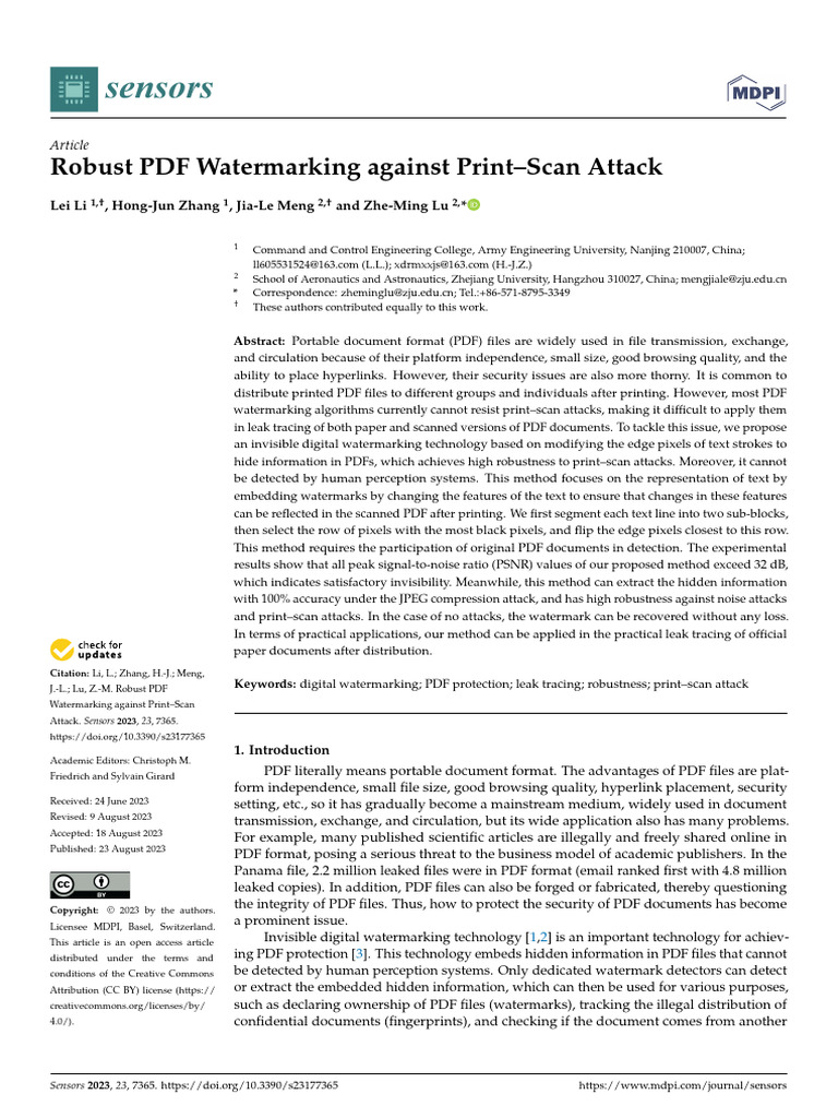 Robust Watermarking Against Print-Scan Attack | PDF | Image ...