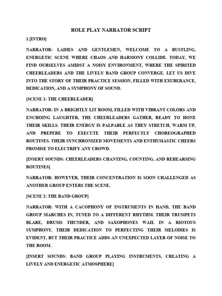 Role Play Narrator Script | PDF | Classroom | Cheerleading