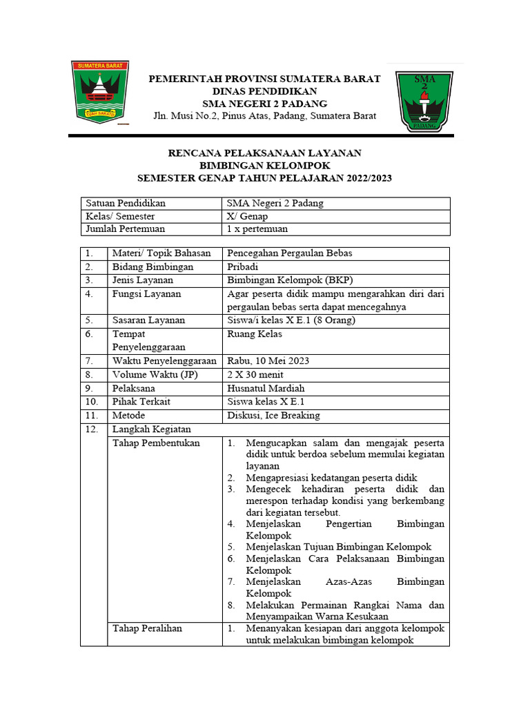 RPL BKP Pergaulan Bebas Ok Ok | PDF