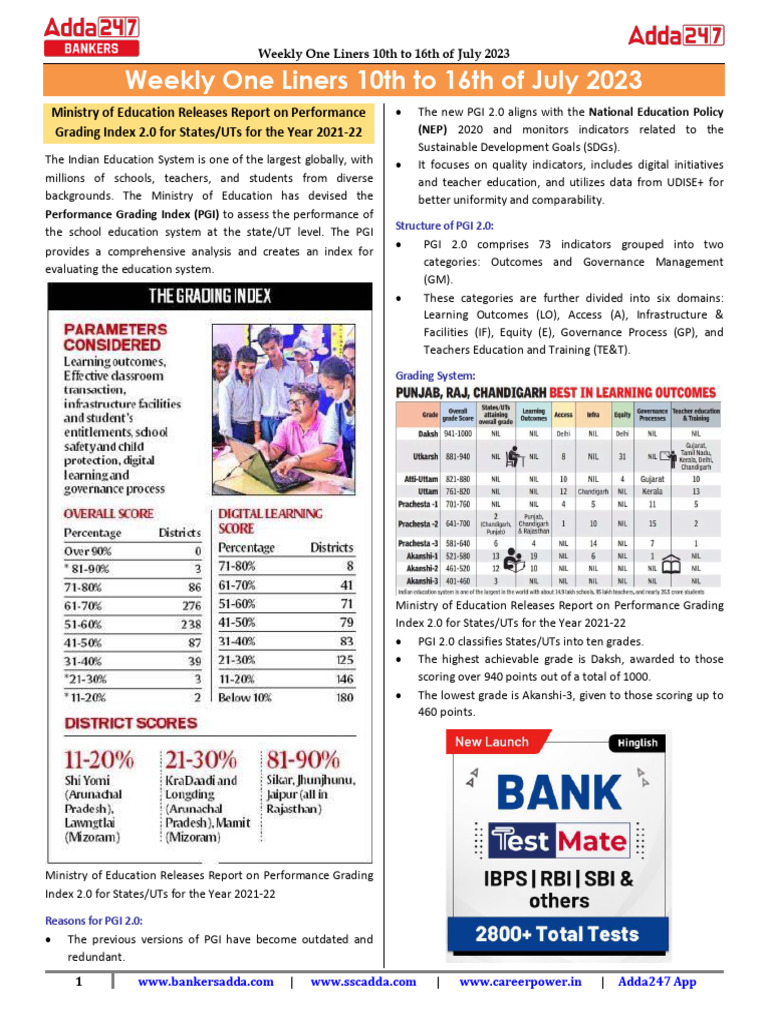 Weekly One Liners 10th To 15th of June 2023 | PDF | Lander (Spacecraft ...