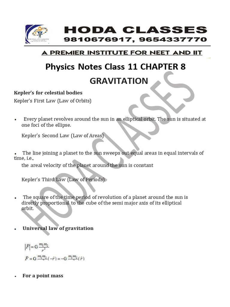 Physics 11th Gravitation | PDF | Orbit | Gravity