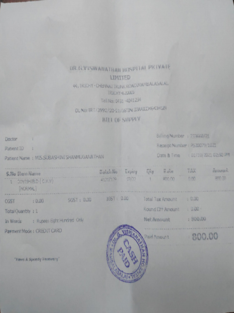 Subashini Bill | PDF | Money | Trade