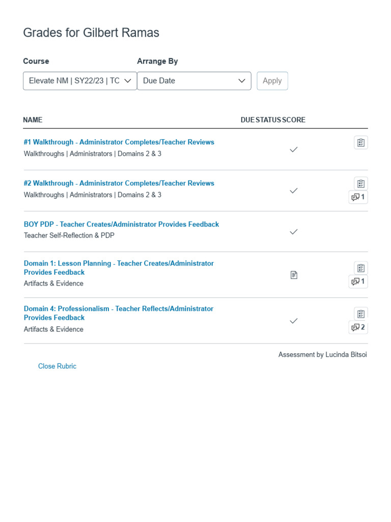 Grades for Gilbert Ramas Elevate NM SY22 23 TOHATCHI MIDDLE GALLUP ...