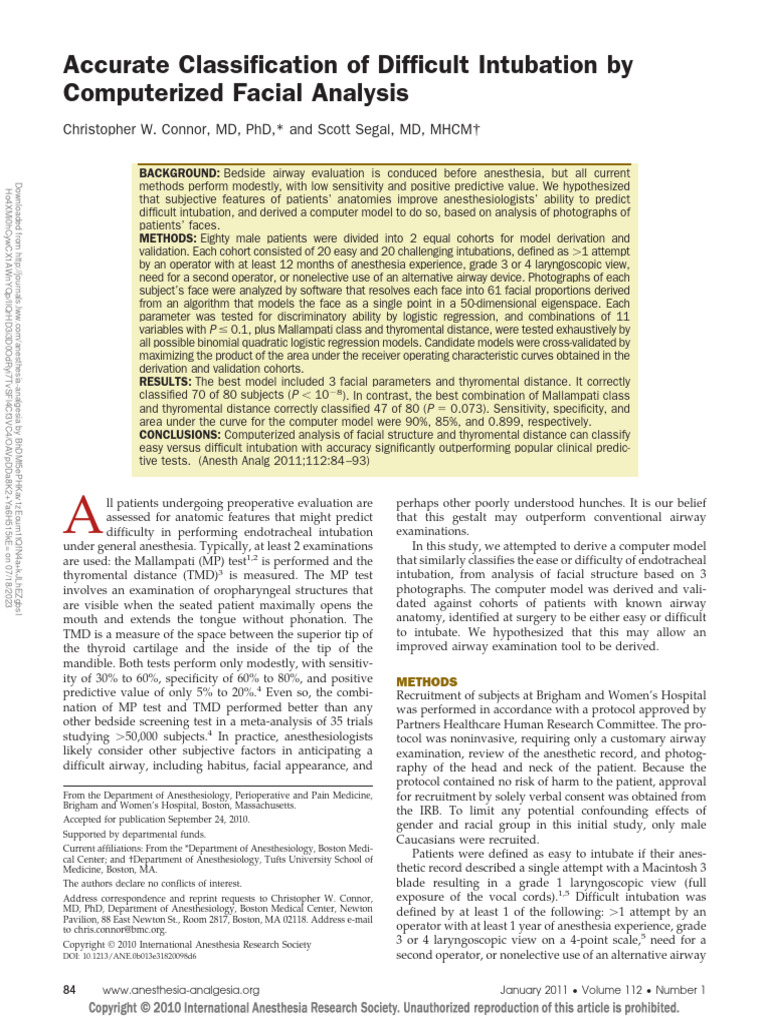 Accurate_Classification_of_Difficult_Intubation_by.15 | PDF | Receiver Operating Characteristic ...