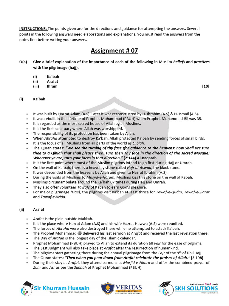 Assignment # 07 and 08 | PDF | Hajj | Semitic Words And Phrases