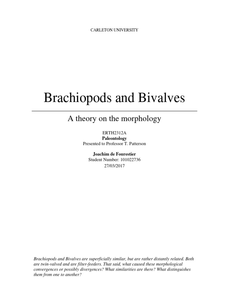 Differences Between Brachiopods and Bivalves | PDF | Bivalvia