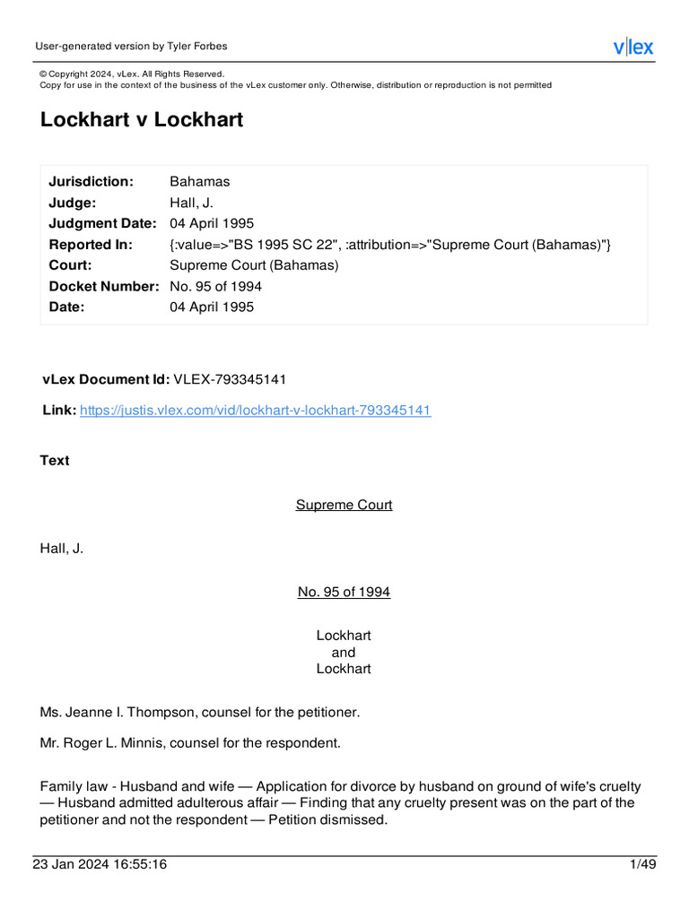 Lockhart V Lockhart Lockhart V Lockhart | PDF | Politics | Law