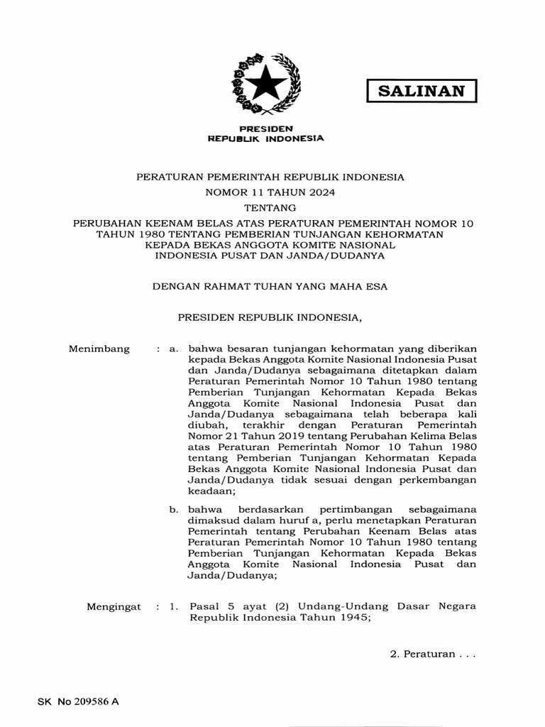 PP No 11 Tahun 2024 | PDF