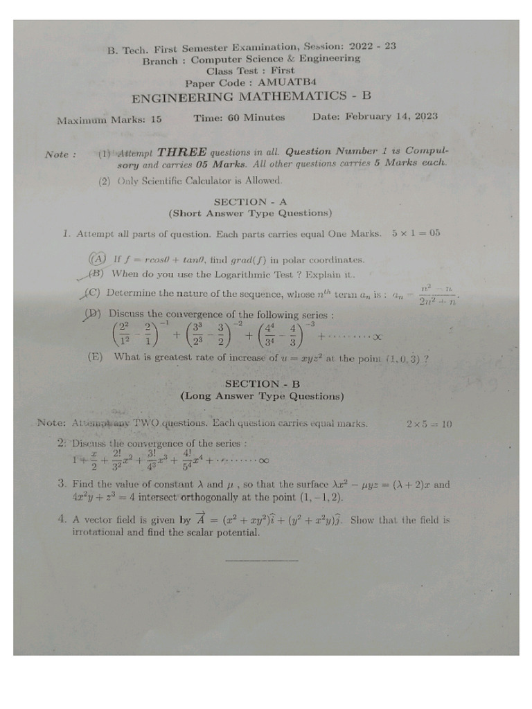 1st Sem Papers For Btech CSE | PDF 1st Sem Papers For Btech CSE | PDF