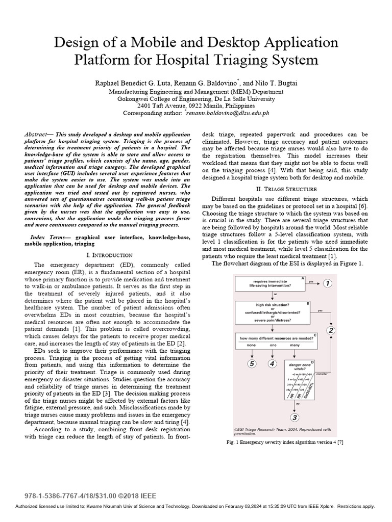 Mobile & Desktop Triage App Design | PDF | Emergency Department ...