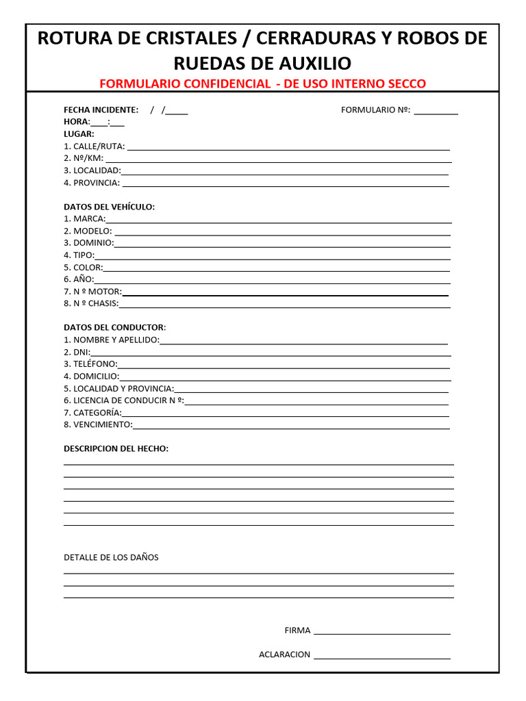Informe Interno de Robo y Daños Vehiculares | PDF