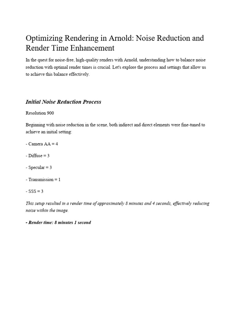 Arnold Noise Reduction Strategies | PDF | Rendering (Computer Graphics) | Imaging