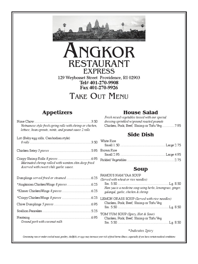 Angkor Restaurant Express - Downtown | PDF | Curry | Thai Cuisine