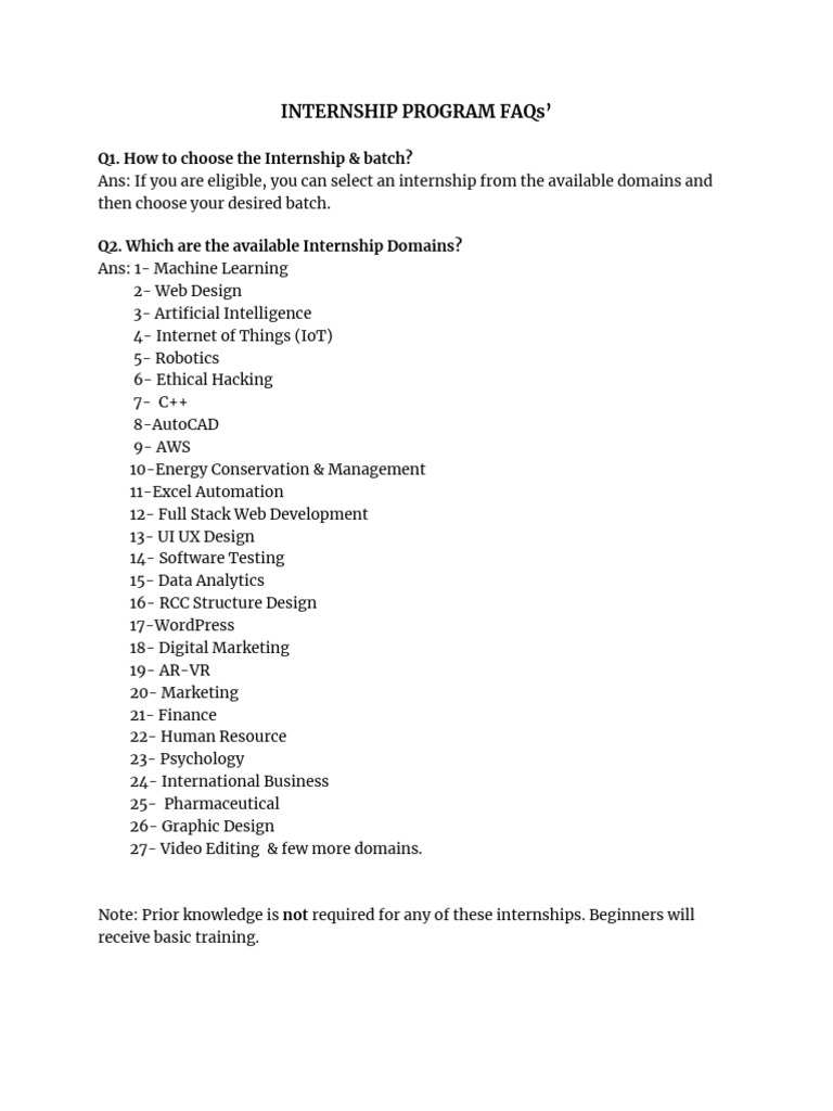 INTERNSHIP PROGRAM FAQs' | PDF | Internet Of Things | Cyberspace
