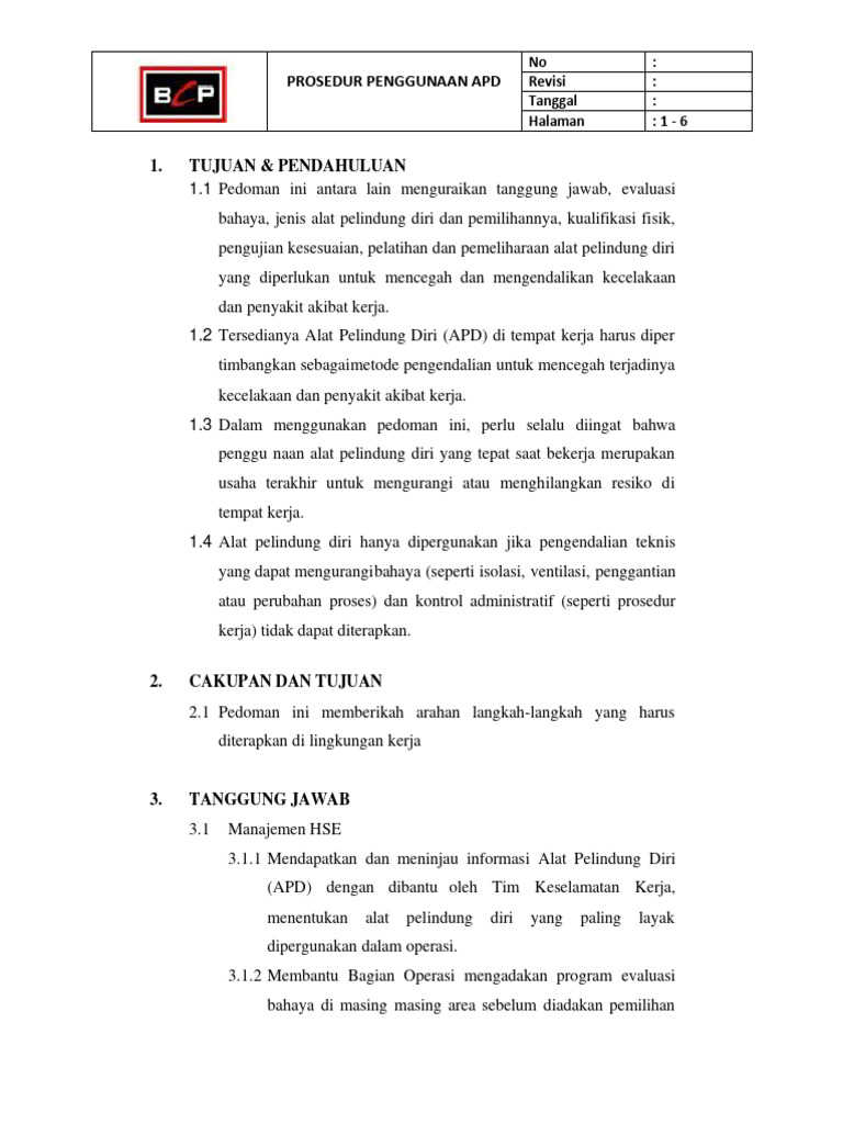 Panduan Penggunaan APD di Tempat Kerja | PDF