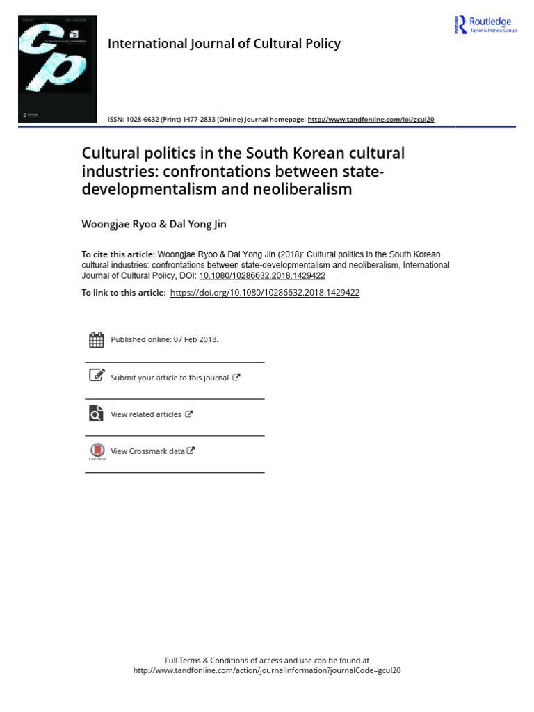 South Korea's Cultural Policy Dynamics | PDF | Neoliberalism | South Korea