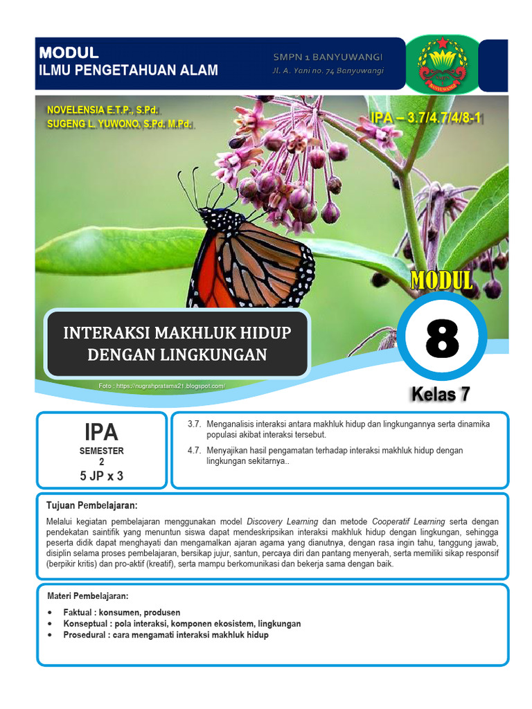 IPA - K7 - Modul 8 - Interaksi Makhluk Hidup Dengan Lingkungan | PDF