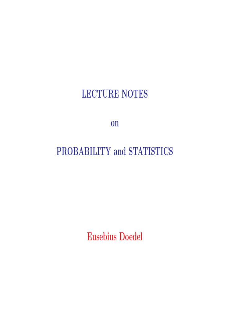 Probability & Statistics Lecture Notes | PDF | Variance | Probability ...