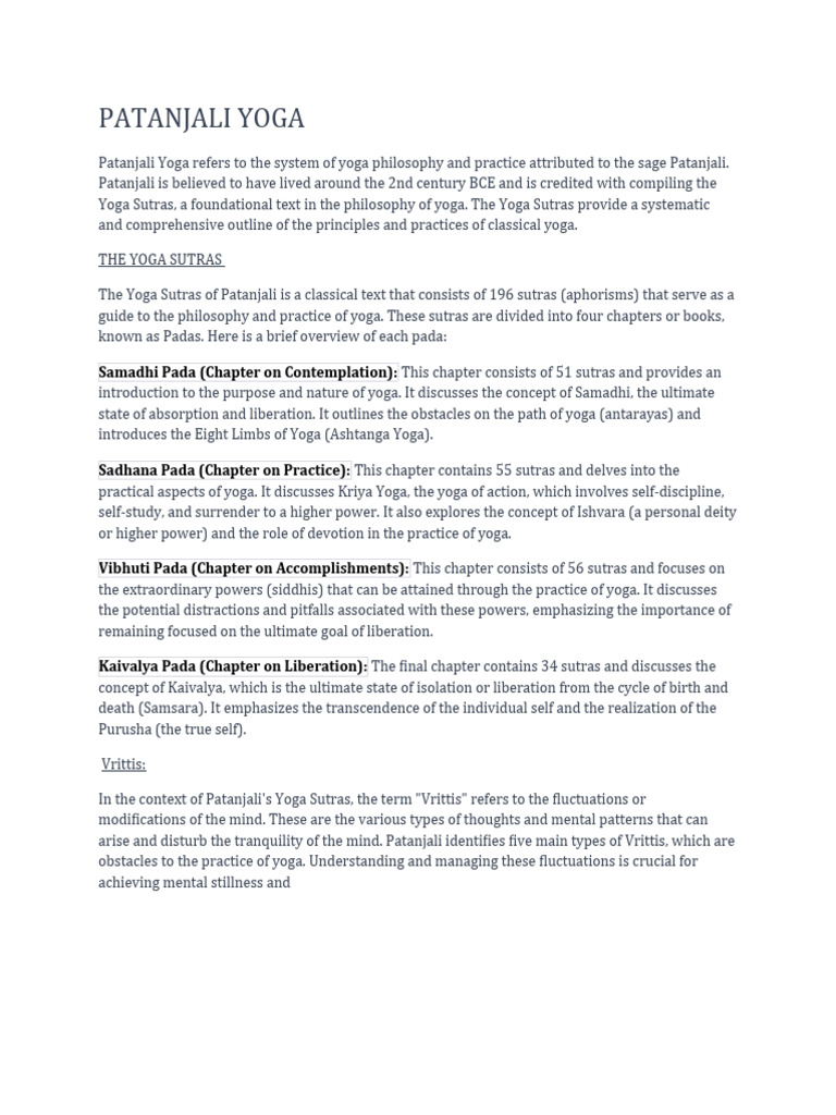 PATANJALI YOGA Assignment | PDF | Yoga | Asana