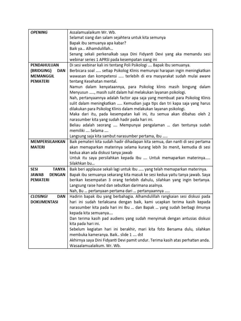 Naskah Moderator | PDF | Karier & Perkembangan | Gaya Hidup
