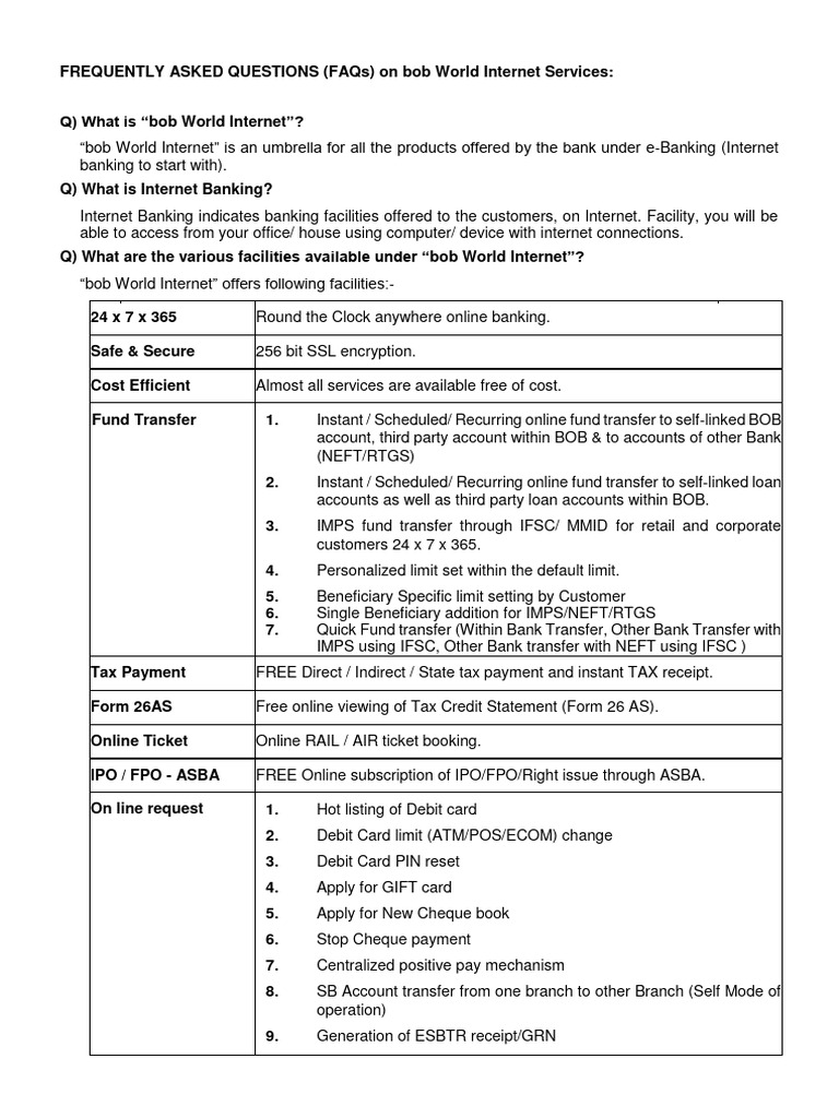 General FAQs | PDF | Online Banking | Banks & Banking