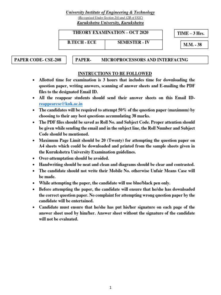 Microprocessors and Interfacing Paper | PDF | Central Processing Unit | Analog To Digital Converter