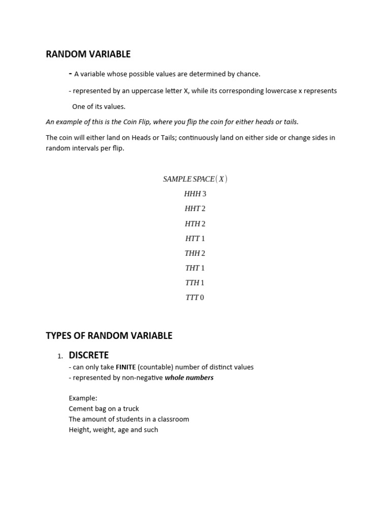 Random Variable Statistics | PDF | Probability Distribution | Random Variable