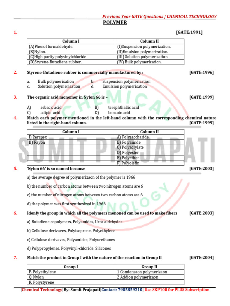 CT Questions Gate-2 1705573442620 | PDF | Cracking (Chemistry) | Petroleum