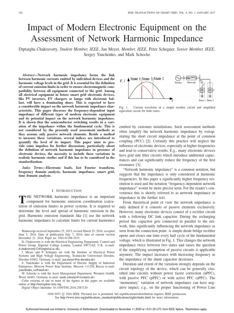 Impact of Modern Electronic Equipment On The Assessment of Network Harmonic Impedance | PDF ...