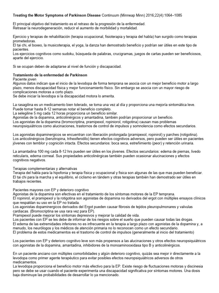 Enfermedad de Parkinson TX SX Motores | PDF | Enfermedad de Parkinson | Farmacología