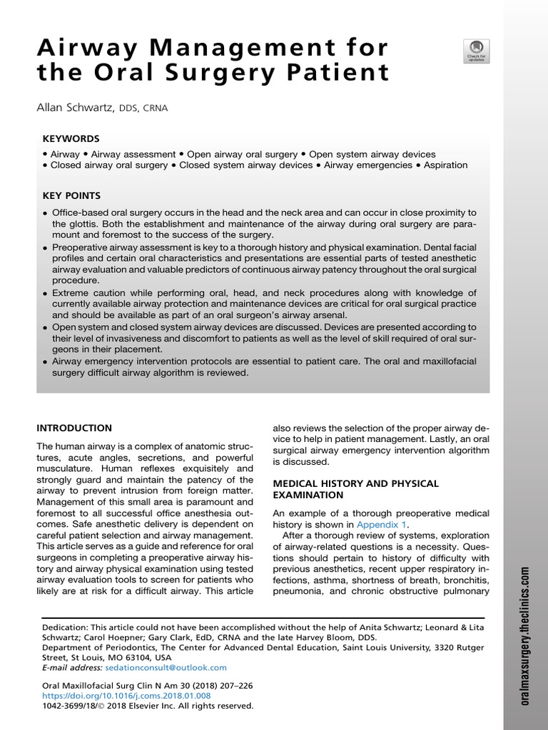 Oral Surgery Airway Management | PDF | Oral And Maxillofacial Surgery ...