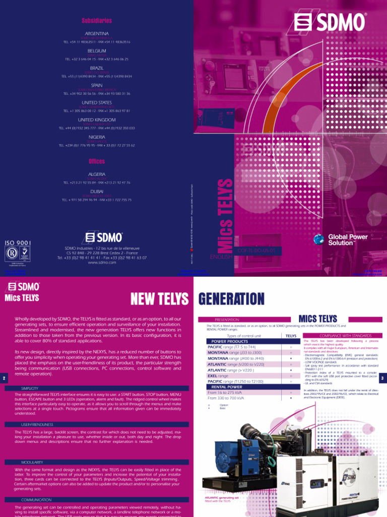 Datasheet Sdmo Telys2 Control Panel | PDF | Business