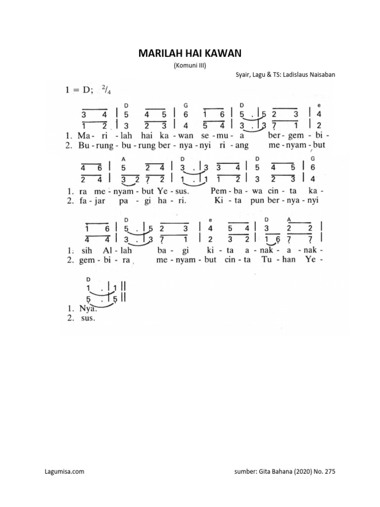 Satb Marilah Hai Kawan | PDF