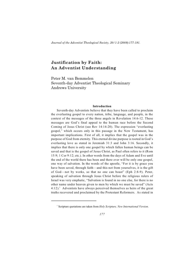 Adventist Perspective on Justification by Faith | PDF | Justification (Theology) | Sola Fide