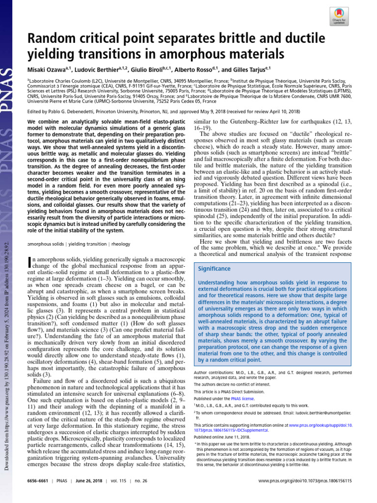 Ozawa Et Al 2018 Random Critical Point Separates Brittle and Ductile ...