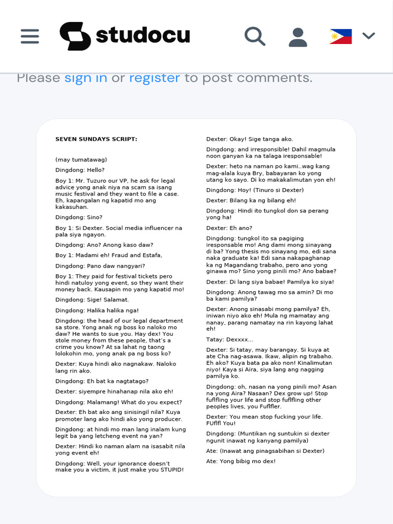 Seven Sundays Script - SEVEN SUNDAYS SCRIPT (May Tumatawag) Dingdong Hello Boy 1 Mr. Tuzuro Our ...