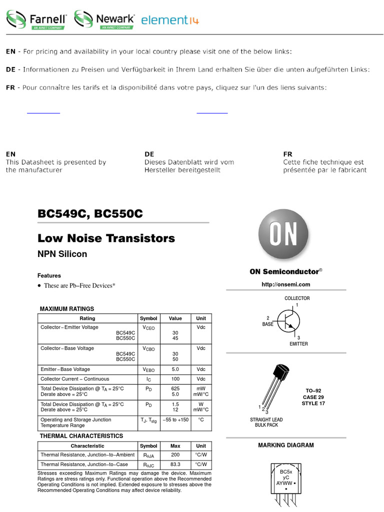 BC550CG. BC550CG | PDF | Bipolar Junction Transistor | Electrical ...