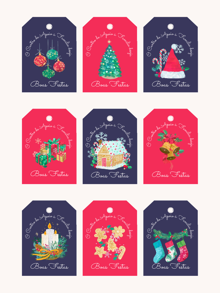 Red Blue Illustrative Christmas Gift Tag A4 Document | PDF