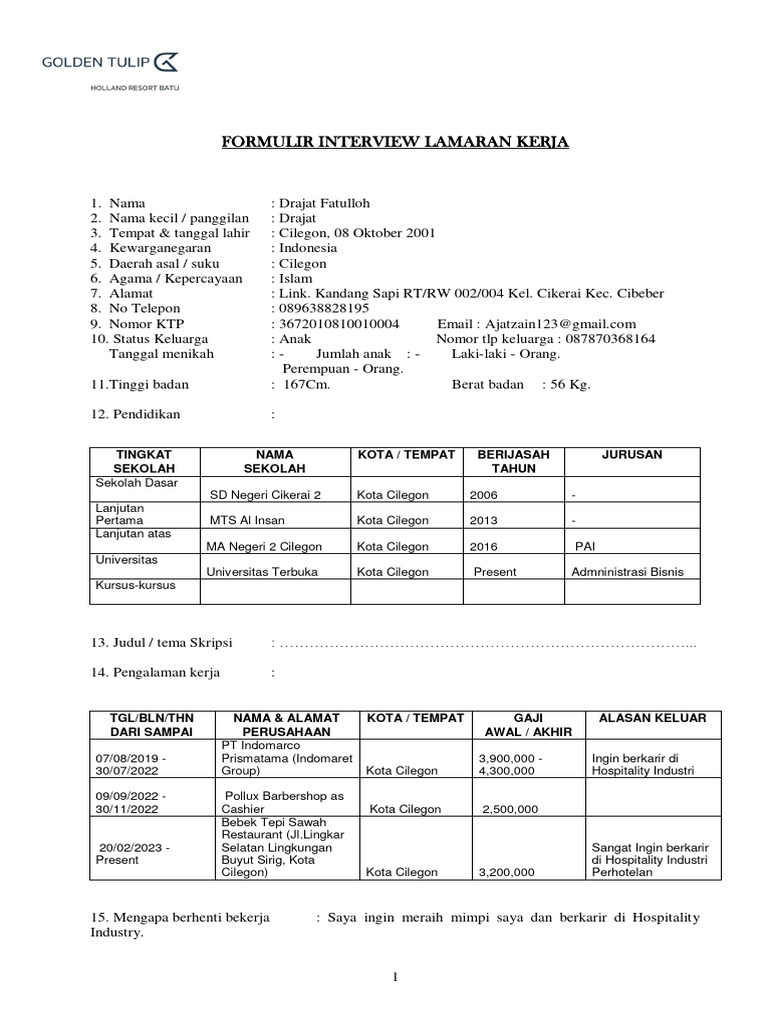Formulir Interview Online | PDF