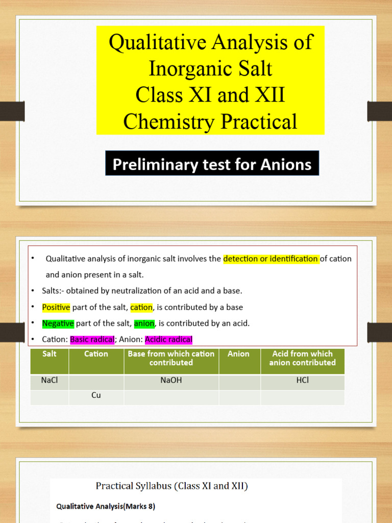 Qualitative Analysis of Inorganic Salt 11 and 12 Chemistry | Download ...